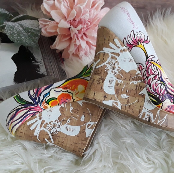 Shoes | Ed Hardy Casablanca Wedge Heels Sandals 7 | Poshmark